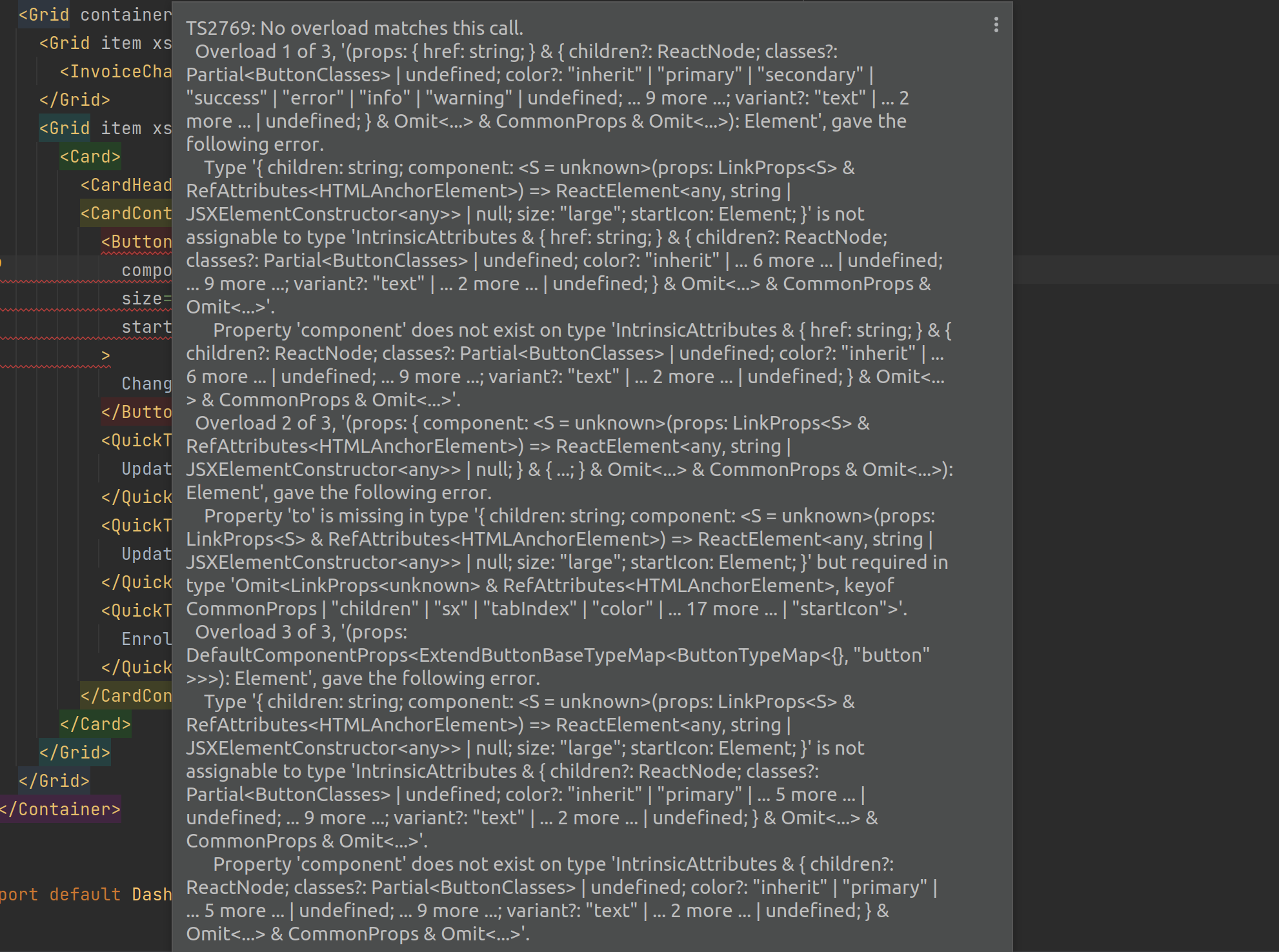 No overload matches this call on component property · Issue #29316 · mui/material-ui · GitHub