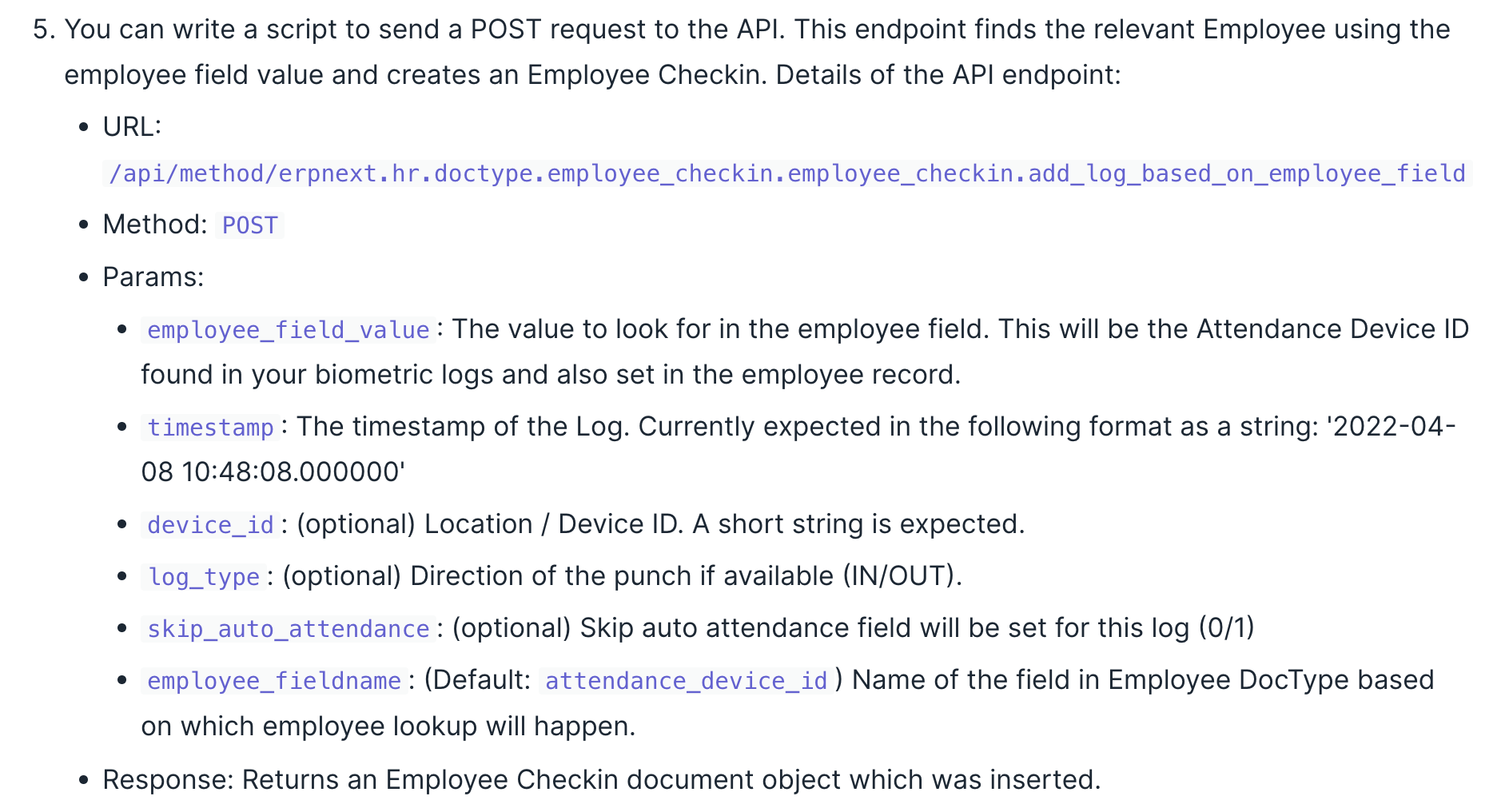 Api call issue with biometric device · Issue #441 · frappe/hrms · GitHub