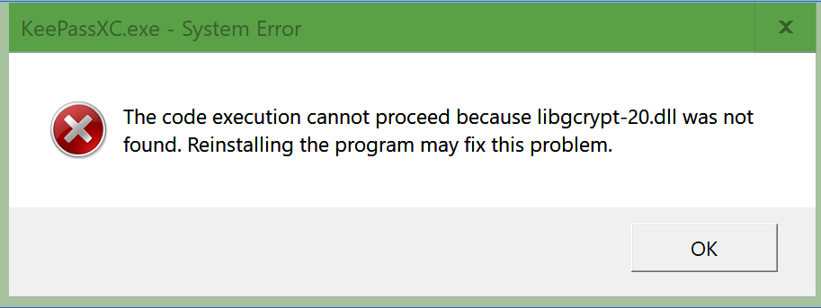 KeePassXC won't start at boot because "libgcrypt-20.dll missing". · Issue #4458 · keepassxreboot ...