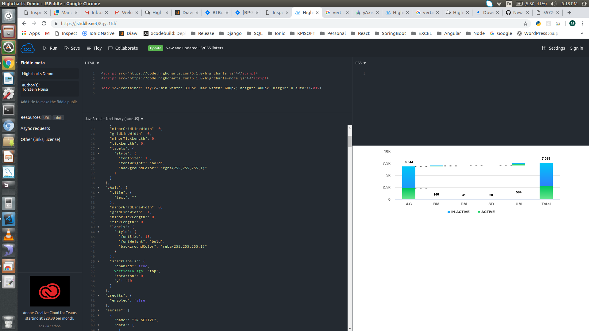 Not able to vertically align stacklabels of waterfall chart towards top ...