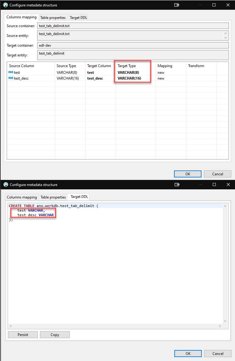Import data - Target Type not translating to Target DDL statement ...