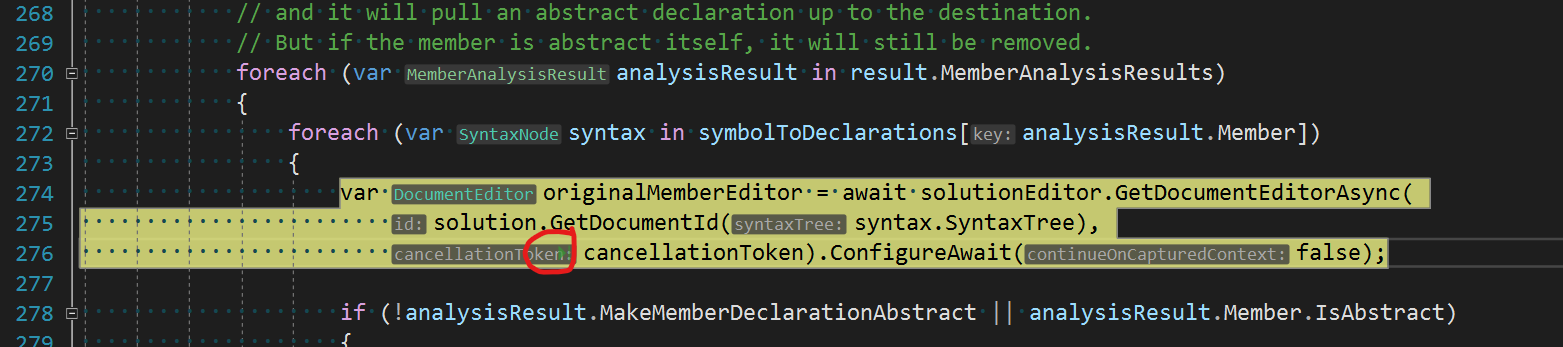 Inline parameter hints overlap with the debugger continue icon · Issue #53233 · dotnet/roslyn ...