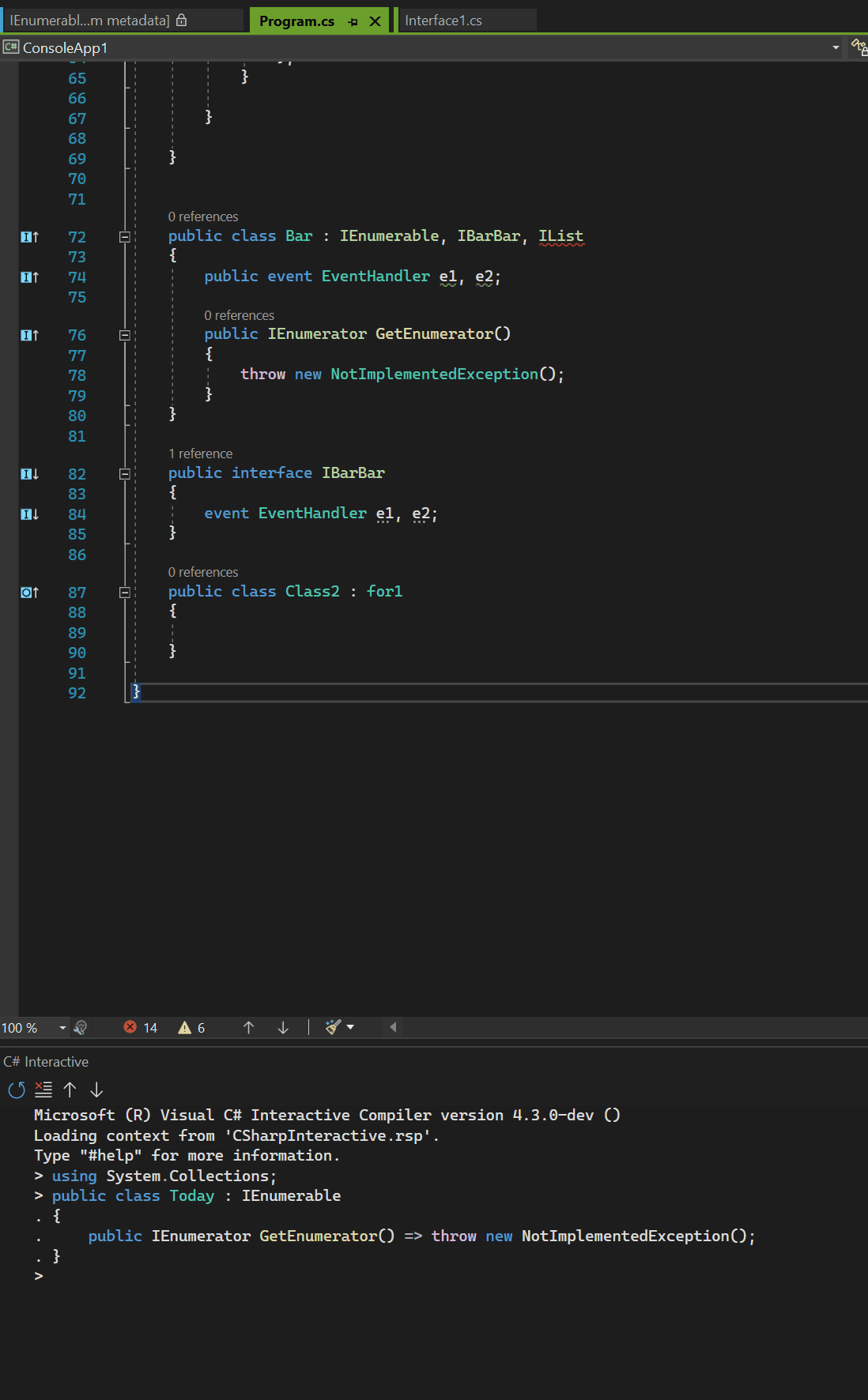 Inheritance margin not working for interactive workspace · Issue #62229 · dotnet/roslyn · GitHub