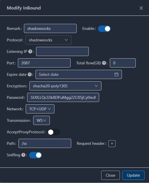 Shadowsocks TLS settings · Issue #283 · MHSanaei/3x-ui · GitHub