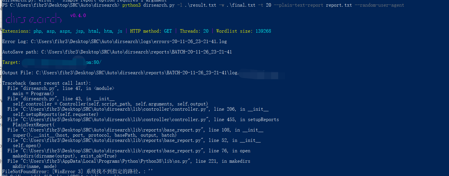 FileNotFoundError · Issue #640 · maurosoria/dirsearch · GitHub