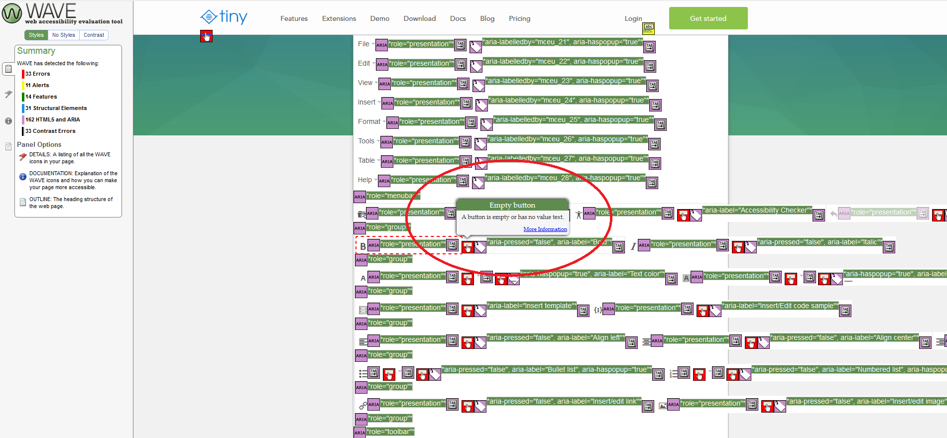 TinyMCE is failing WAVE accessibility plugin validation · Issue #4465 · tinymce/tinymce · GitHub