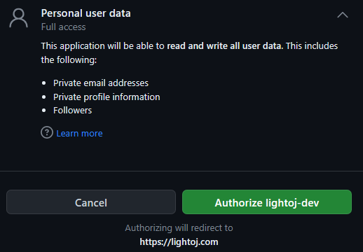 Account Registering Should Request Only Permissions It Needs · Issue 186 · Lightoj Dev Bugs