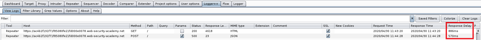 Logger++ does not show the correct delay between request and response · Issue #94 · nccgroup ...