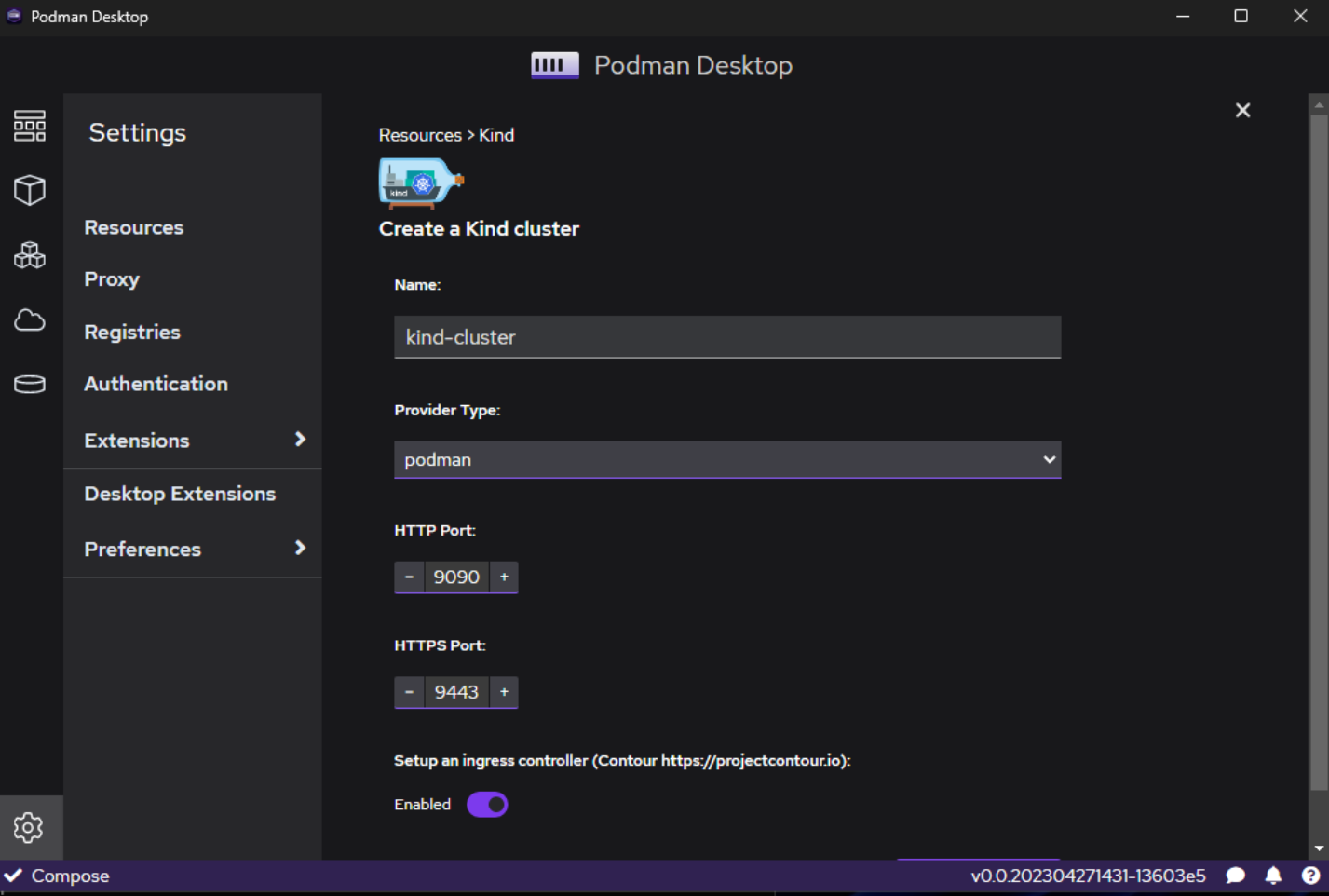 The *Create a Kind cluster* screen should fit in the window · Issue #2271 · podman-desktop ...