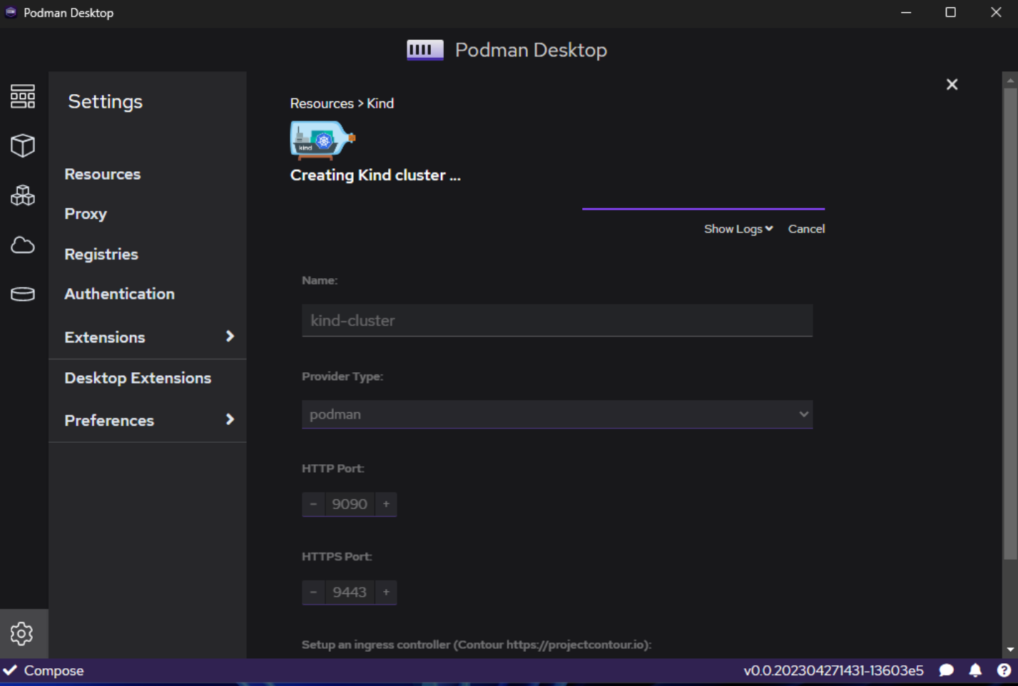 The *Create a Kind cluster* screen should fit in the window · Issue #2271 · podman-desktop ...