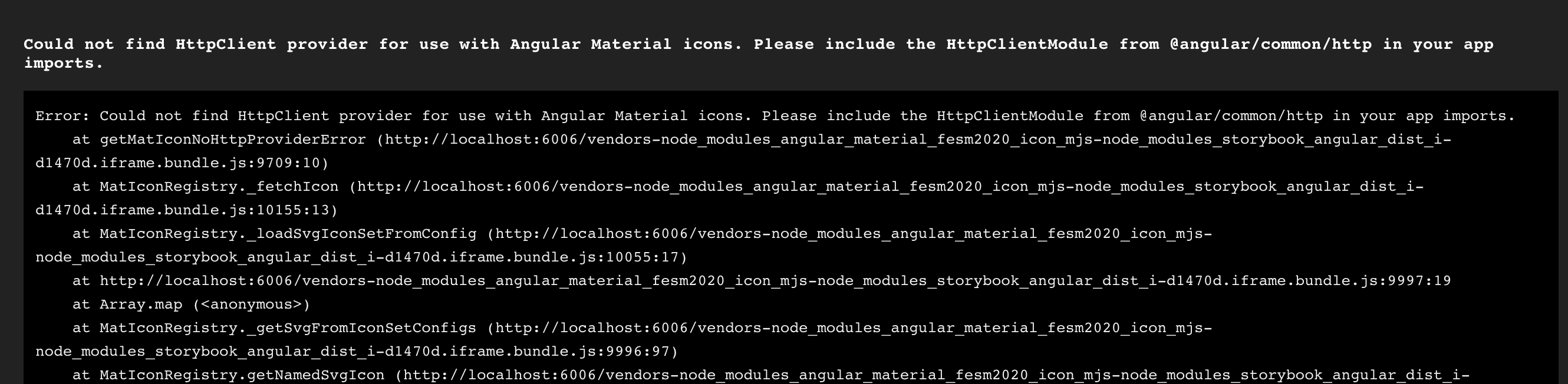 [Bug]: Error: Could not find HttpClient provider for use with Angular Material icons. · Issue ...