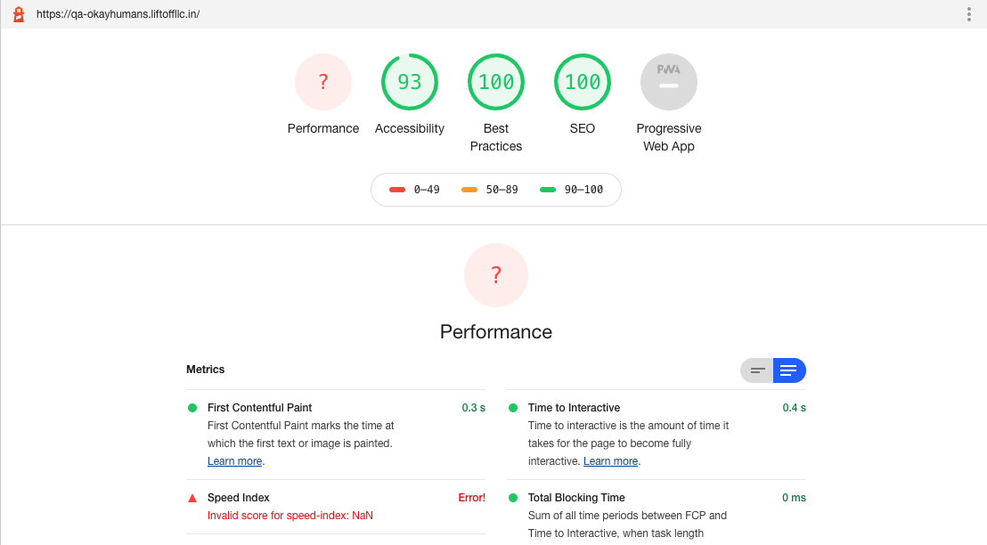 Invalid score for speed-index: NaN · Issue #11154 · GoogleChrome/lighthouse · GitHub