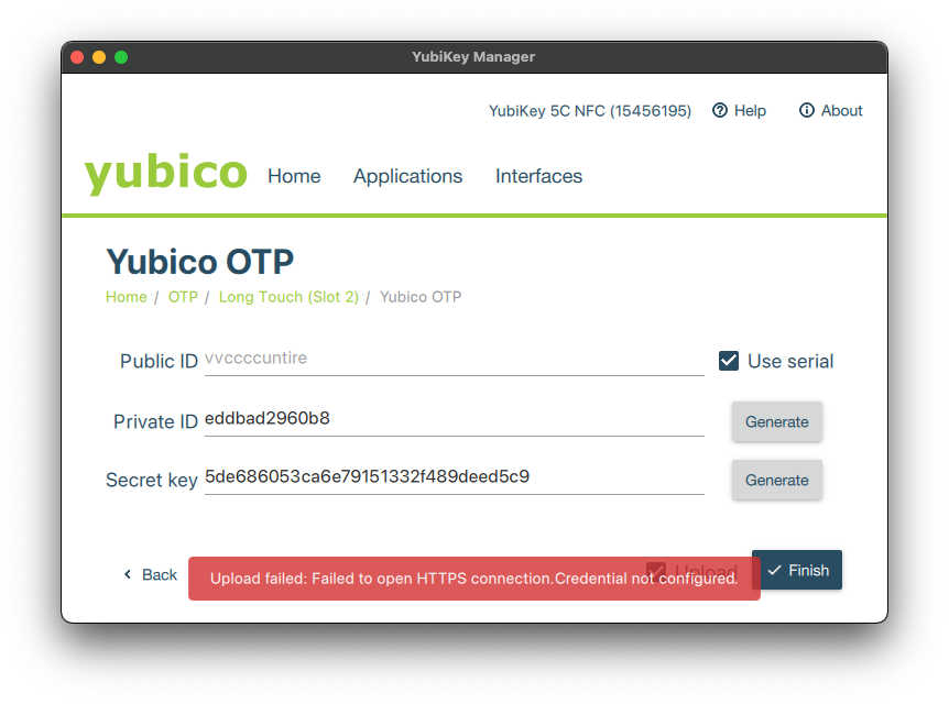 Upload YubiOTP credential to YubiCloud not possible · Issue #262 · Yubico/yubikey-manager-qt ...