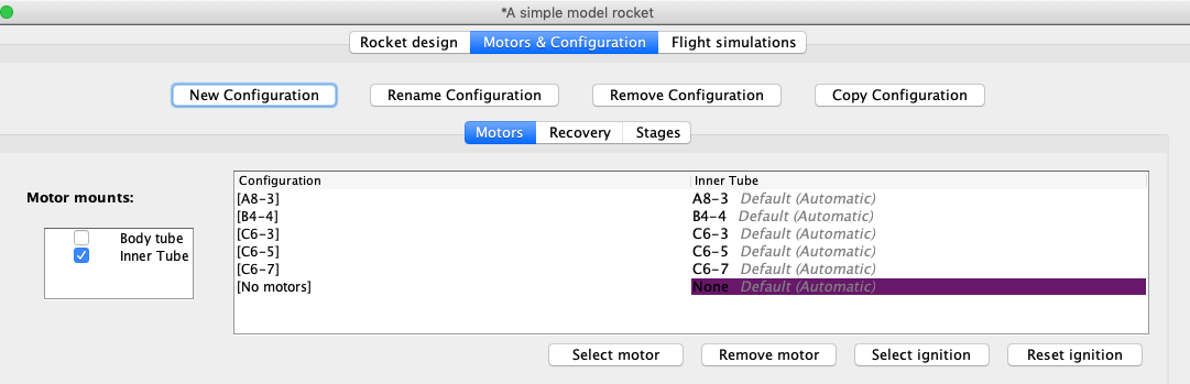 When adding new motor configuration, should automatically select the newly-created config ...