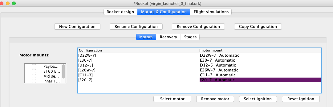When adding new motor configuration, should automatically select the newly-created config ...