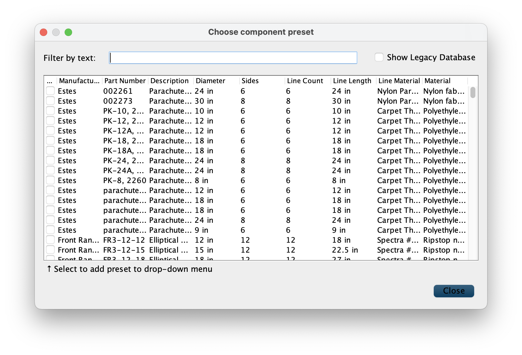 Remember column widths and window size in parts database dialogs (and/or provide better defaults ...