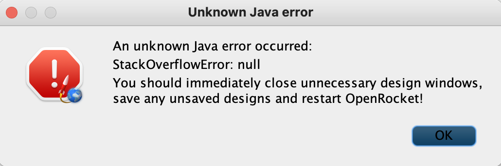(beta 5): Opening file causes stack overflow error · Issue #1857 · openrocket/openrocket · GitHub