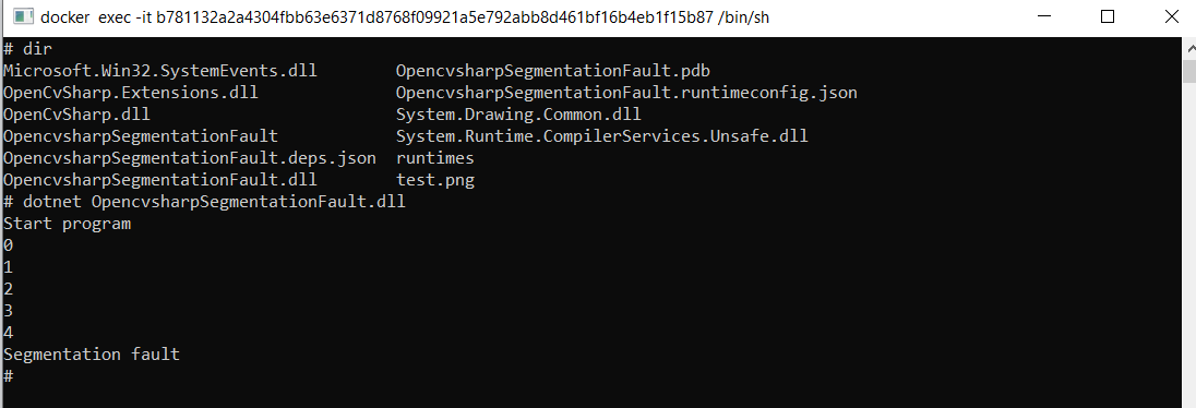 Segmentation fault in docker container · Issue #1260 · shimat/opencvsharp · GitHub