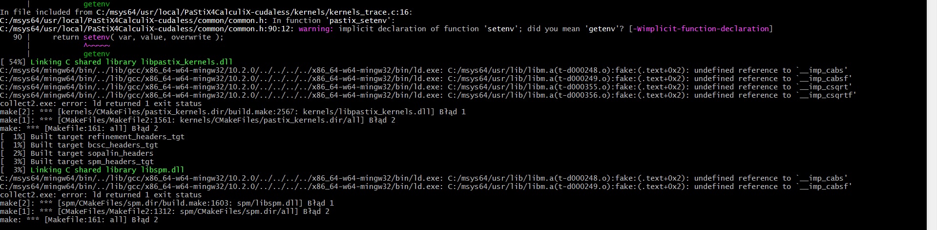 PaStiX and mingw · Issue #1 · Dhondtguido/PaStiX4CalculiX · GitHub