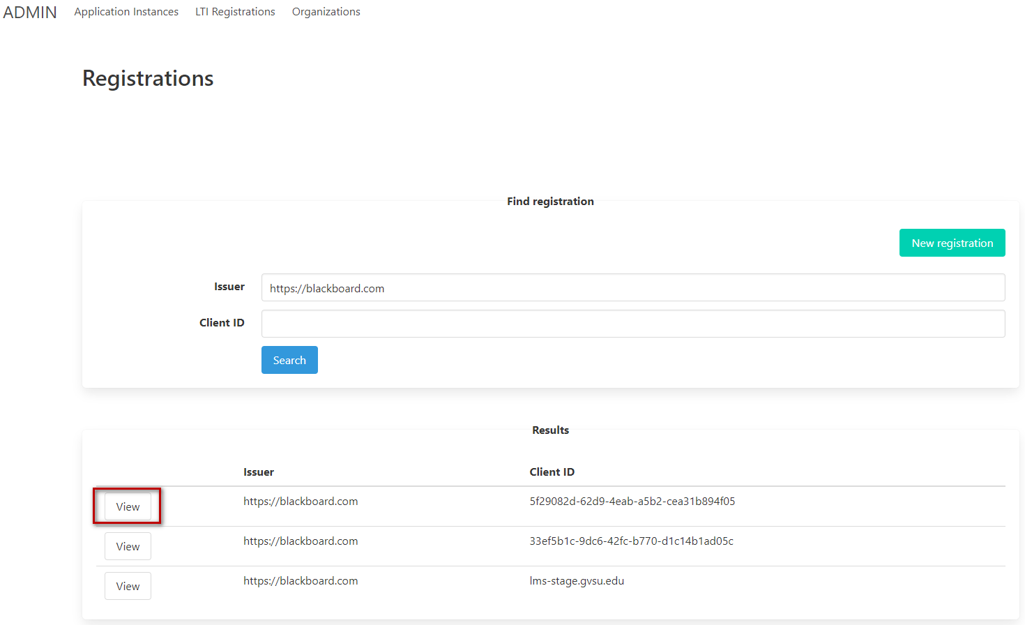 Clicking to view an LTI registration in LMS Admin opens unrelated Application Instance · Issue ...