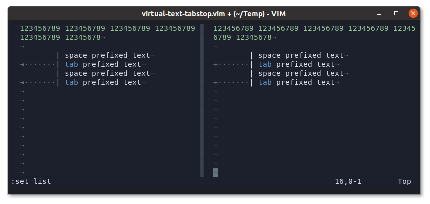 Virtual text aligned "above": Wrong indentation when using tabs · Issue #12232 · vim/vim · GitHub