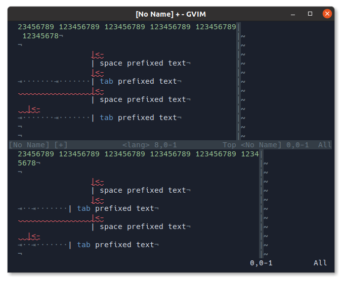 Virtual text aligned "above": Wrong indentation when using tabs · Issue #12232 · vim/vim · GitHub