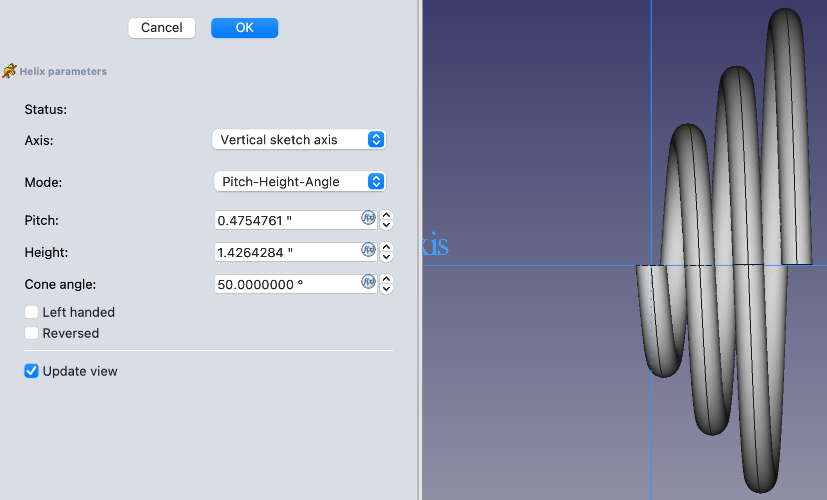 [Problem] Helix negative cone angle reverses the coil · Issue #10284 · FreeCAD/FreeCAD · GitHub