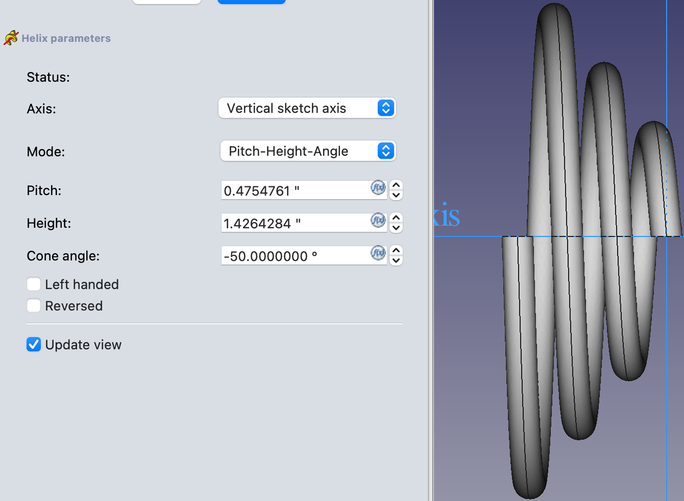[Problem] Helix negative cone angle reverses the coil · Issue #10284 · FreeCAD/FreeCAD · GitHub