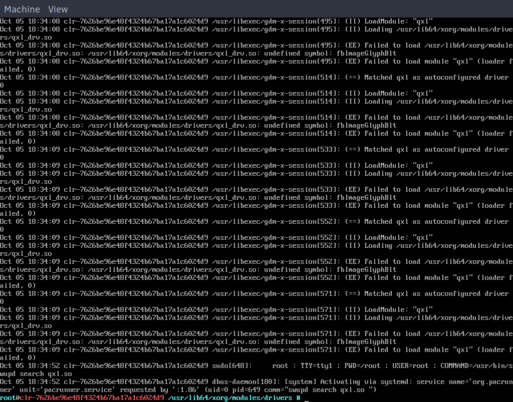 QXL support broken: undefined symbol: fbImageGlyphBlt · Issue #222 · clearlinux/distribution ...