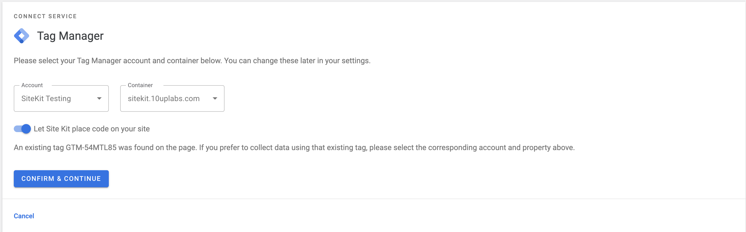 Implement Tag Manager snippet toggle in setup flow if there is an existing tag · Issue #4934 ...