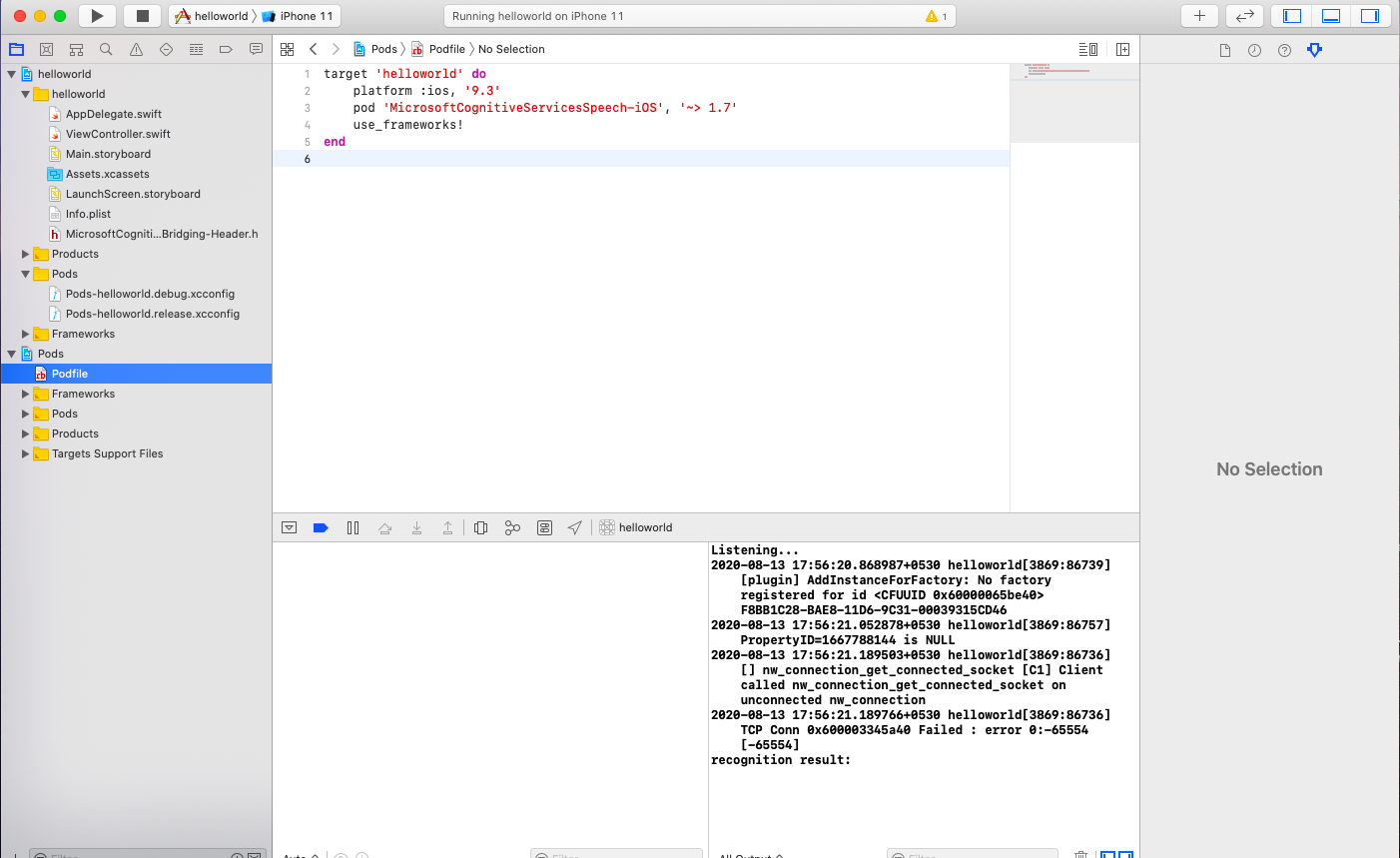 Swift iOS from Microphone Sample app doesn't work · Issue #765 · Azure-Samples/cognitive ...