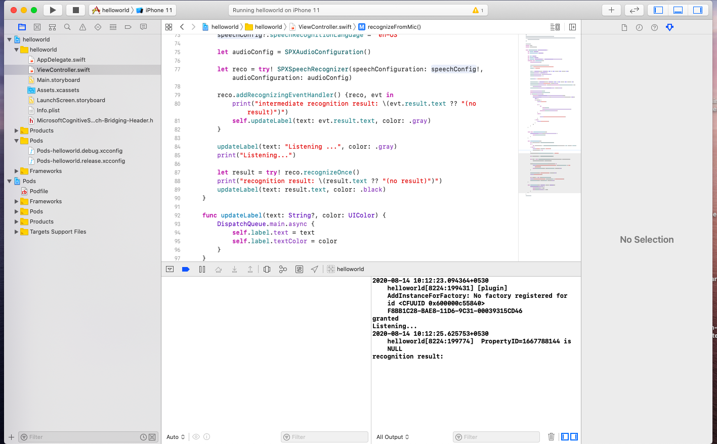 Swift iOS from Microphone Sample app doesn't work · Issue #765 · Azure-Samples/cognitive ...