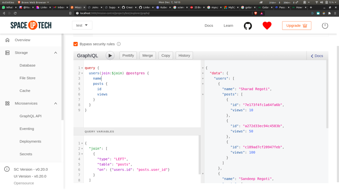 New join syntax requires fields of the root table to be present in the graphQL selection set ...