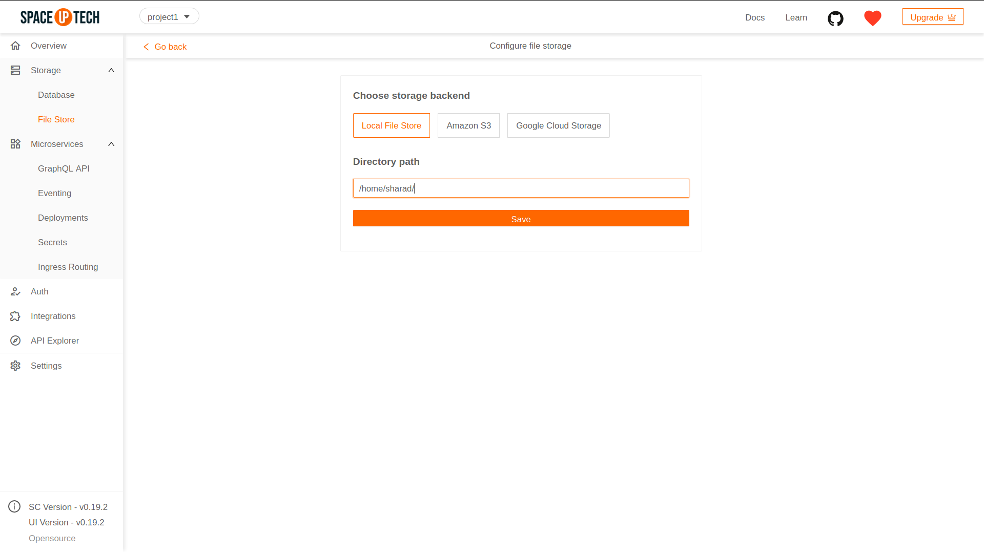 Mission control file store form values get persisted across all the supported storage systems ...