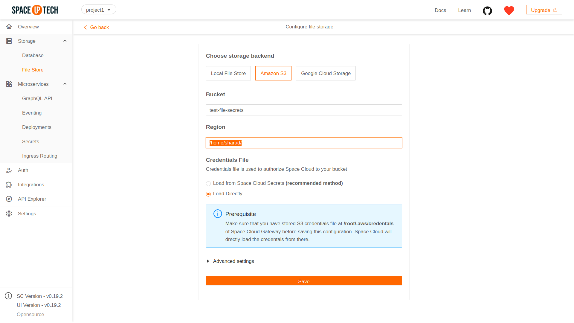 Mission control file store form values get persisted across all the supported storage systems ...