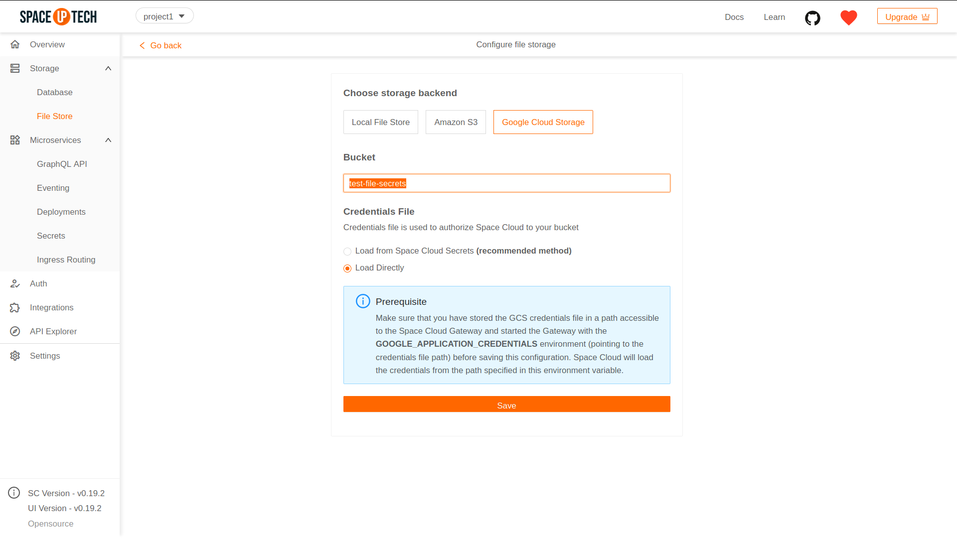 Mission control file store form values get persisted across all the supported storage systems ...