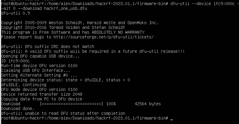 Hackrf One not recognised anymore by host, DFU works but firmware upgrade fails · Issue #1280 ...