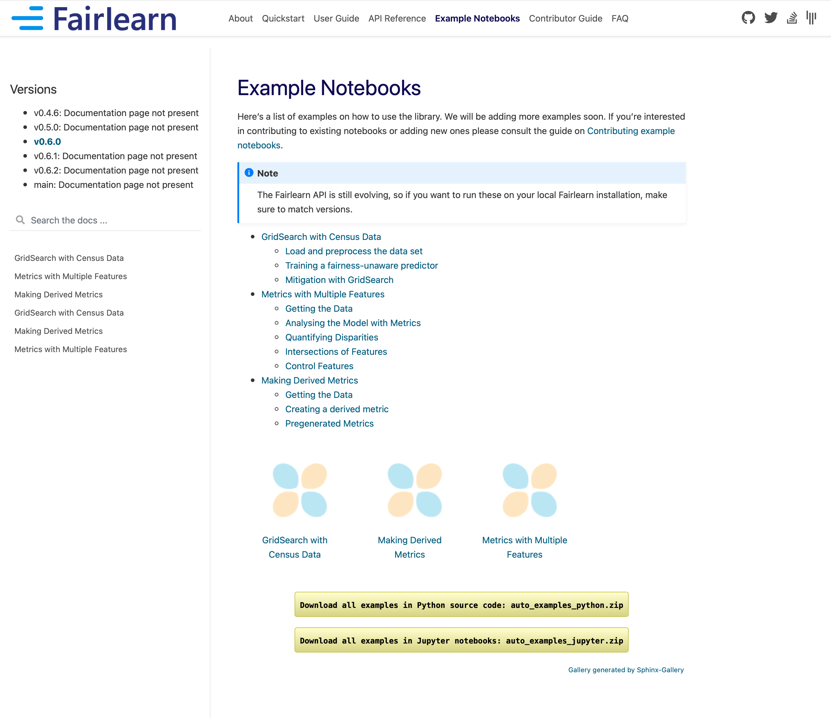 DOC: multi-version behaves weird on example notebooks · Issue #874 · fairlearn/fairlearn · GitHub