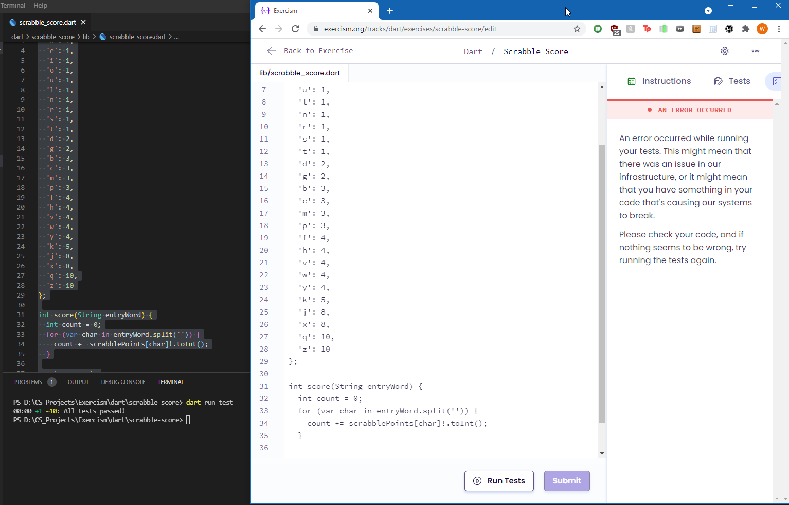 Test Succeeds Locally But Fails In Online Editor · Issue 5731 · Exercism Exercism · Github
