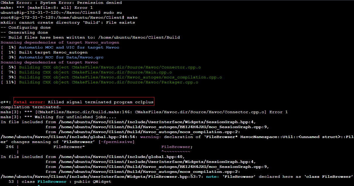 Fatal Error During Build Process Killed Signal · Issue 172 · Havocframeworkhavoc · Github