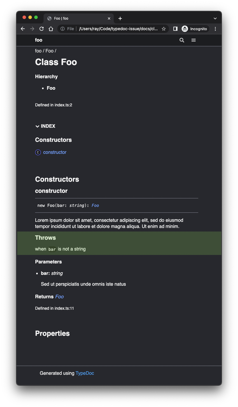 `@throws` is ignoring built-in Errors? · Issue #2117 · TypeStrong/typedoc · GitHub