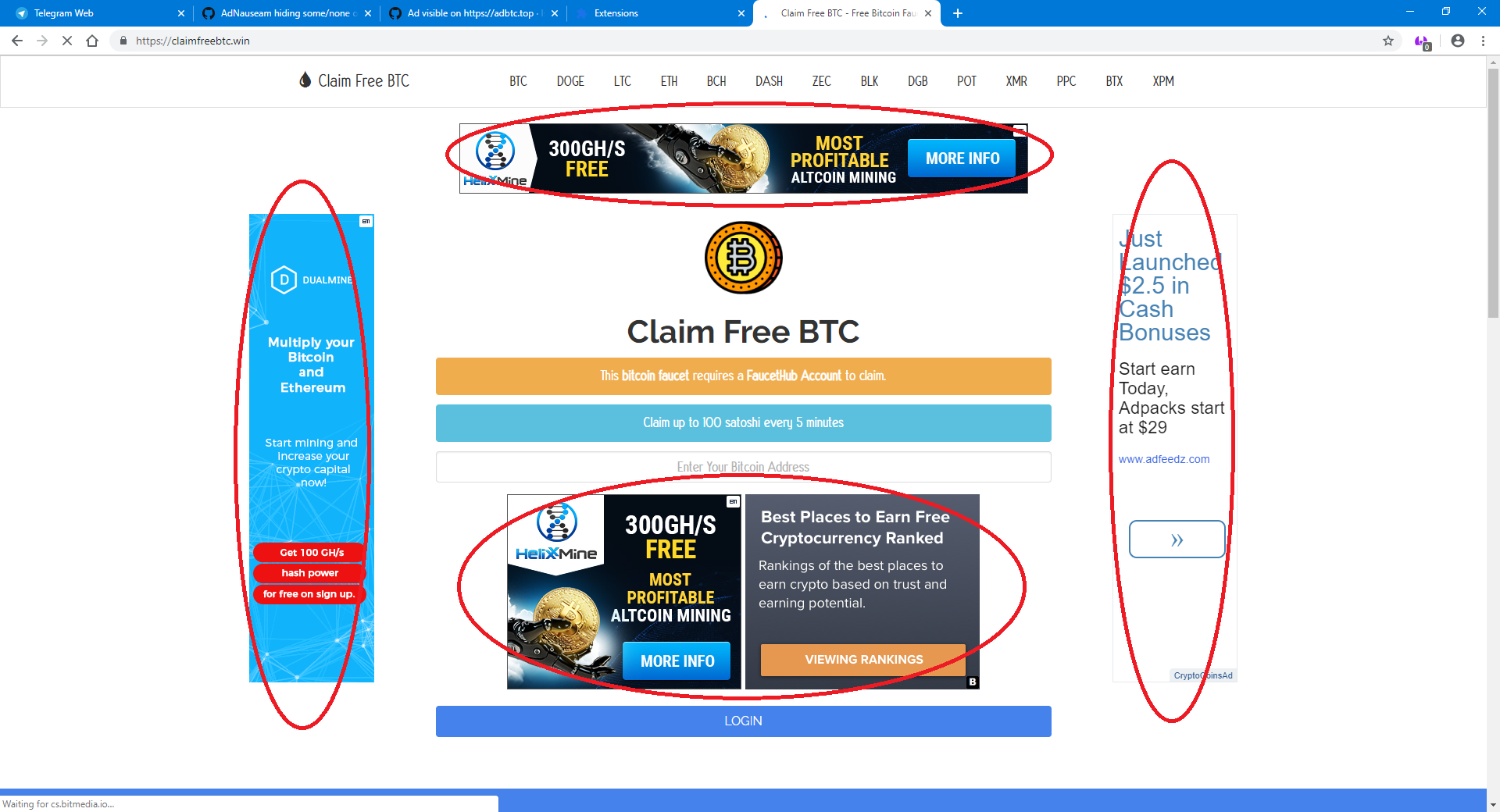 Ad visible on https://claimfreebtc.win · Issue #1442 · dhowe/AdNauseam · GitHub