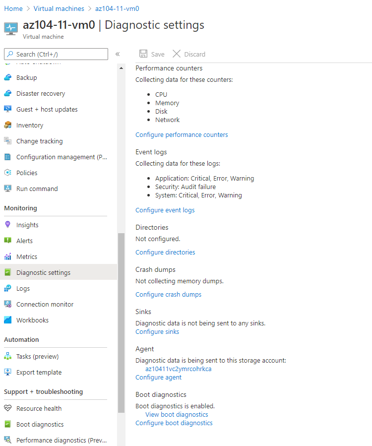 Lab11 enable guest-level monitoring not there on diagnostic settings ...