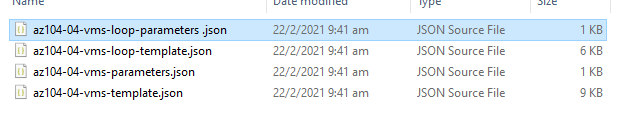 lab_04 az104-04-vms-loop-parameters .json has a space in the file name causes script to fail ...