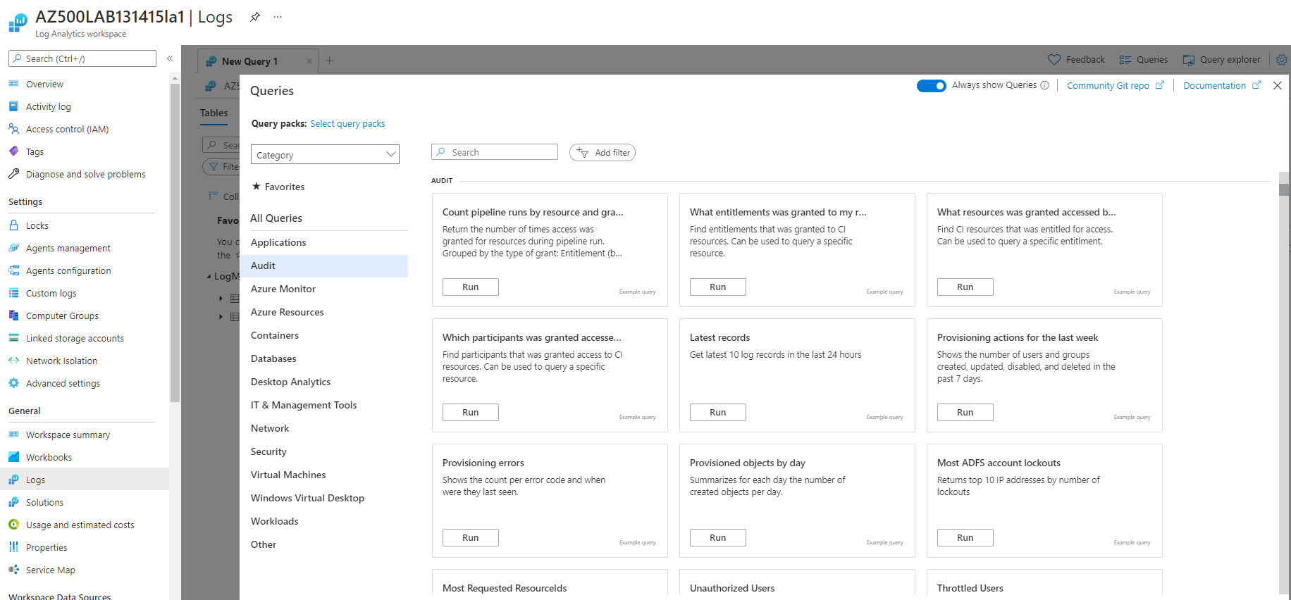 Lab_13_Azure Monitor Logs Get started not displayed · Issue #131 ...