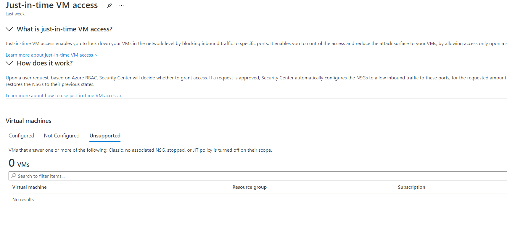 Created VM in Module 04 - Lab 14 myVM is not listed for JIT VM Access ...