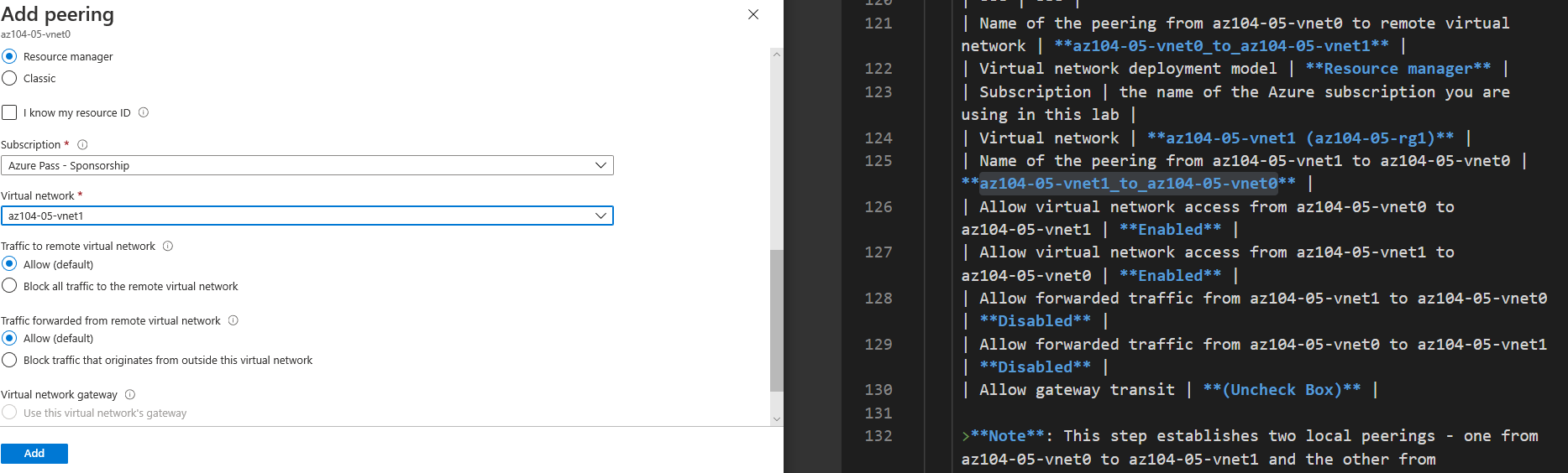 LAB_05 peering instructions need to be updated · Issue #187 · MicrosoftLearning/AZ-104 ...