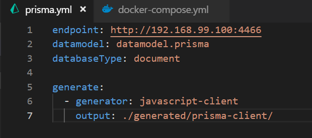 Could not connect to server at http://192.168.99.100:4466. Please check if your server is ...