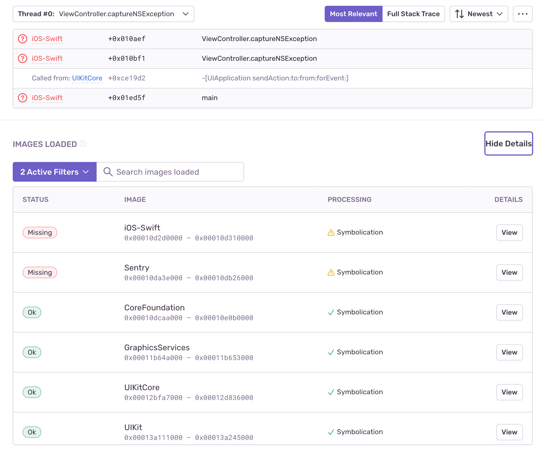 Repeated SentryDebugMeta name · Issue #2039 · getsentry/sentry-cocoa · GitHub
