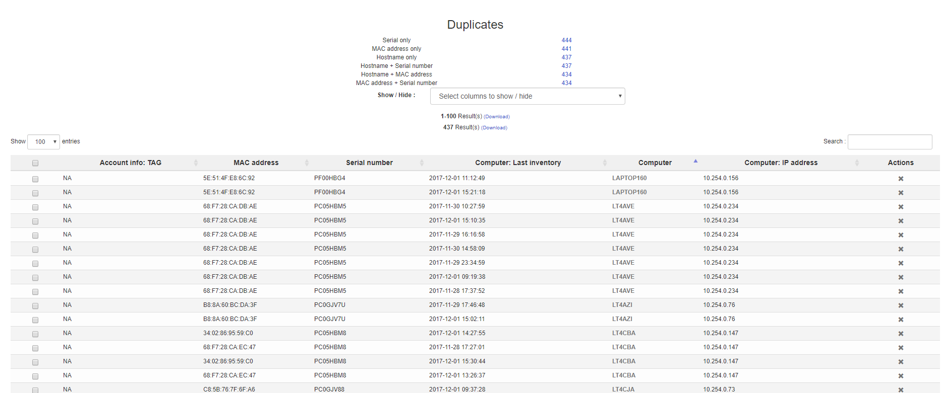 Duplicate entries keep popping up · Issue #223 · OCSInventory-NG/OCSInventory-ocsreports · GitHub